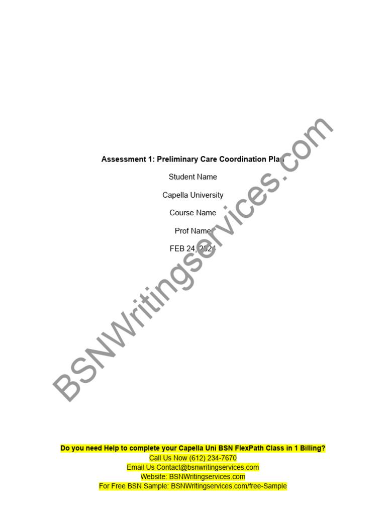Nurs FPX 4050 Assessment 1 Preliminary Care Coordination Plan | PDF | Chronic Obstructive ...
