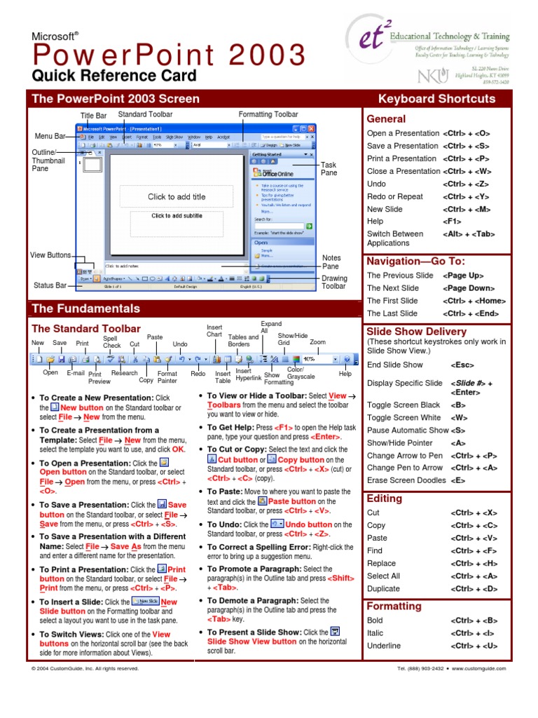 Powerpoint 2003 Quikref | PDF | Typefaces | Menu (Computing)