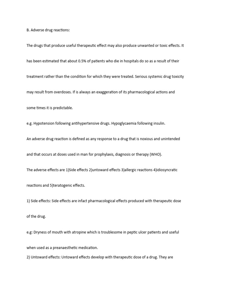 B. Adverse Drug Effect | Download Free PDF | Pharmacology | Toxicology