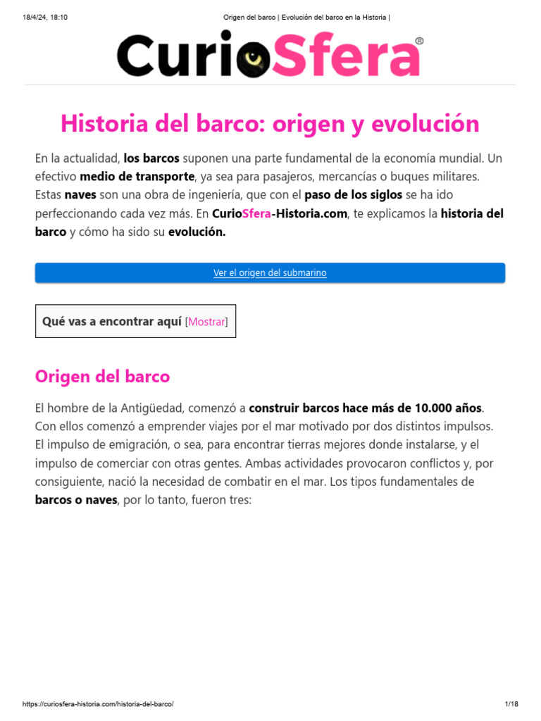 Origen Del Barco - Evolución Del Barco en La Historia | PDF | Buques | Buques de guerra
