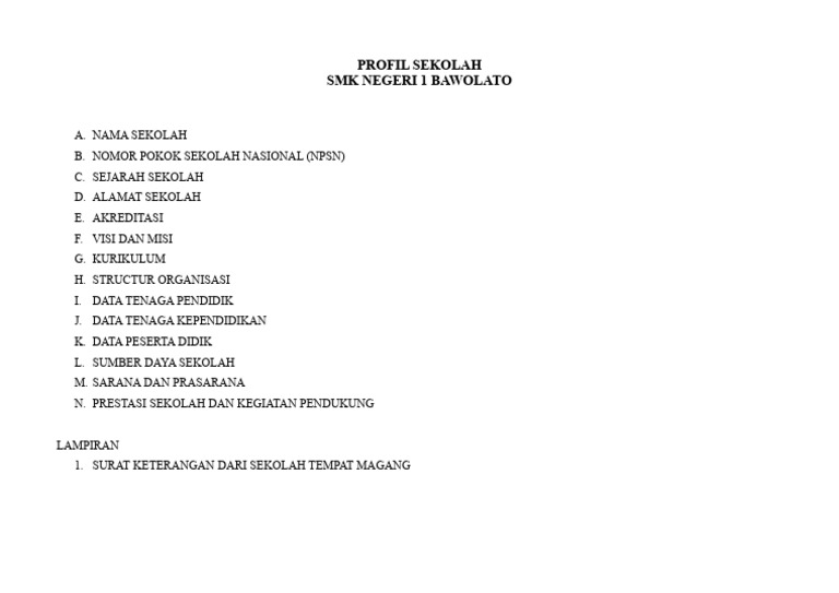 Profil Sekolah SMK Negeri 1 Bawolato | PDF | Ilmu Sosial