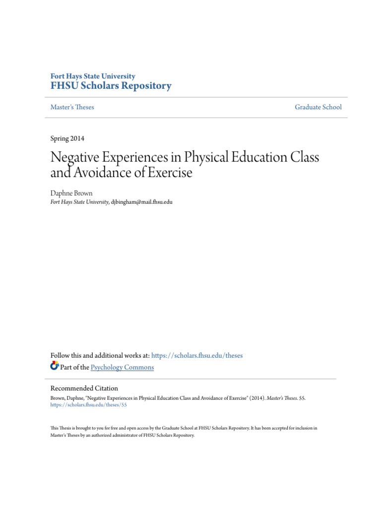 Negative Experiences in Physical Education Class and Avoidance of | PDF ...