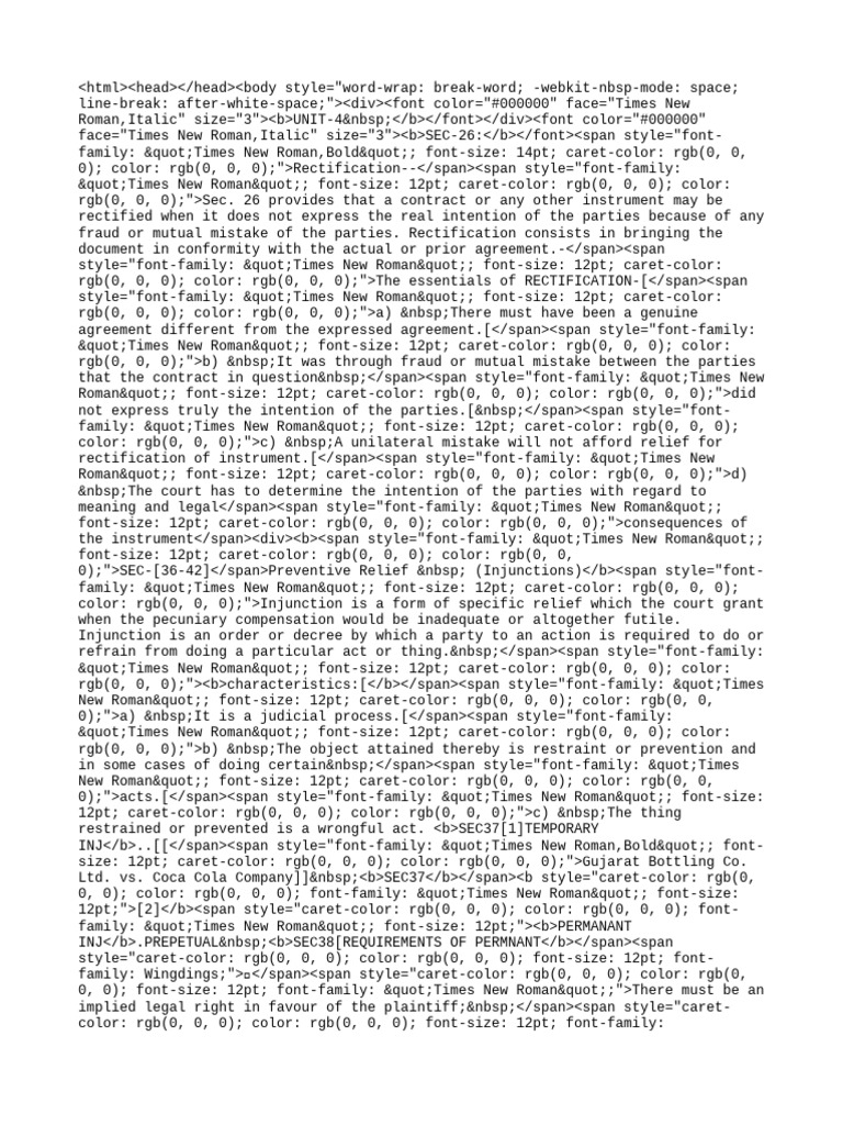 Unit 4 | PDF | Legal Remedy | Injunction