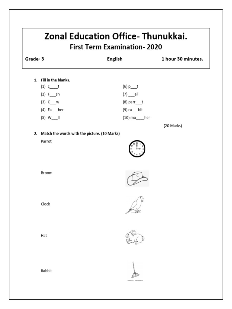 Grade 3 - English - 1st Term | PDF