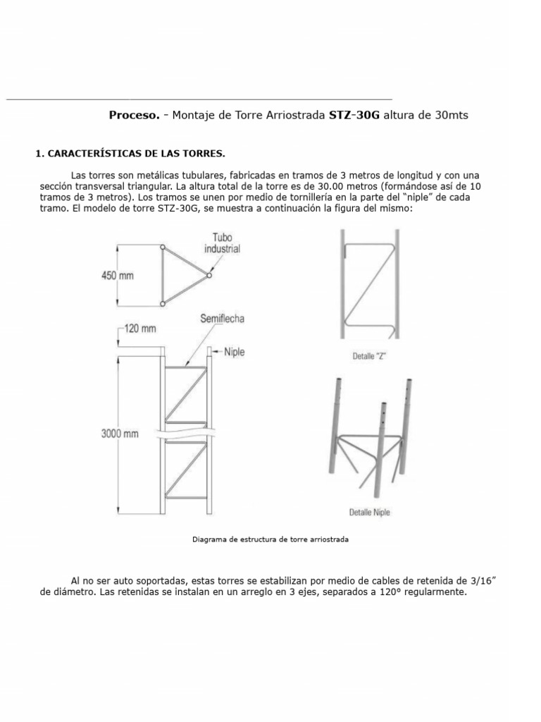 Proceso Montaje Torre Arriostrada STZ-30 Rev X HSE TCEM 1 | PDF