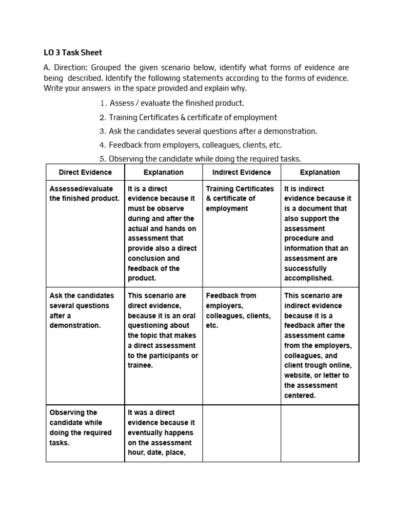 LO 3 Task Sheet | PDF | Cognition