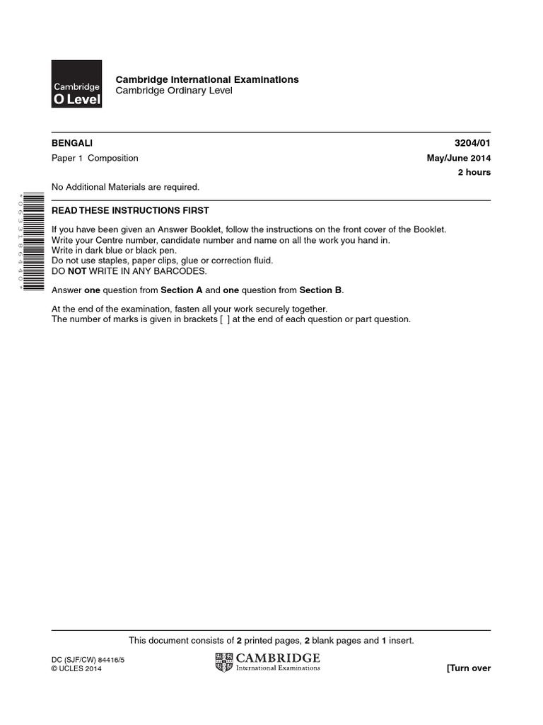 Cambridge Ordinary Level | PDF