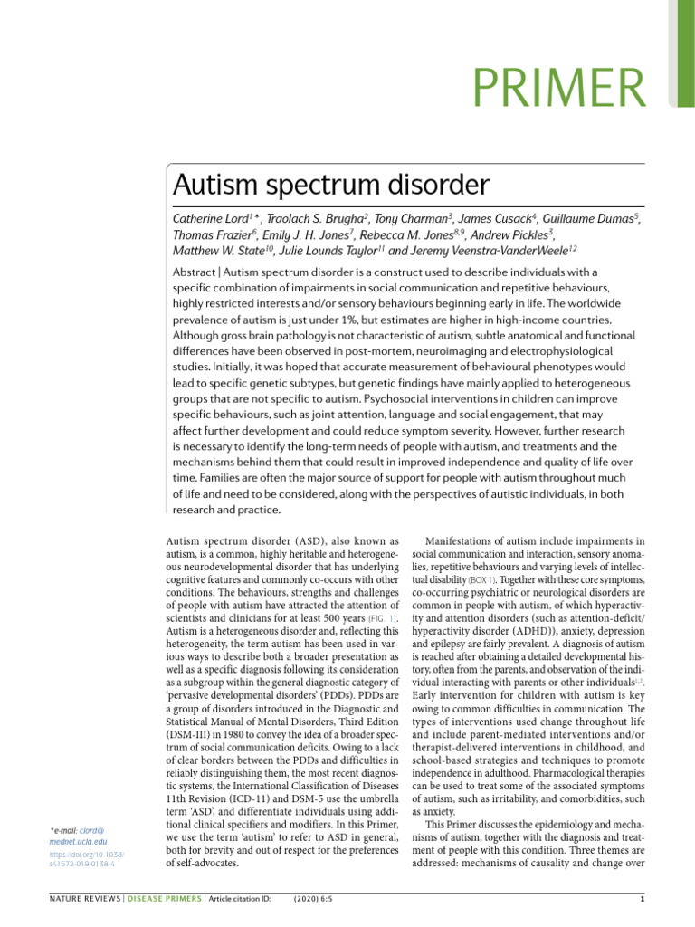 Autism Spectrum Disorder Overview | PDF | Autism Spectrum | Pervasive ...