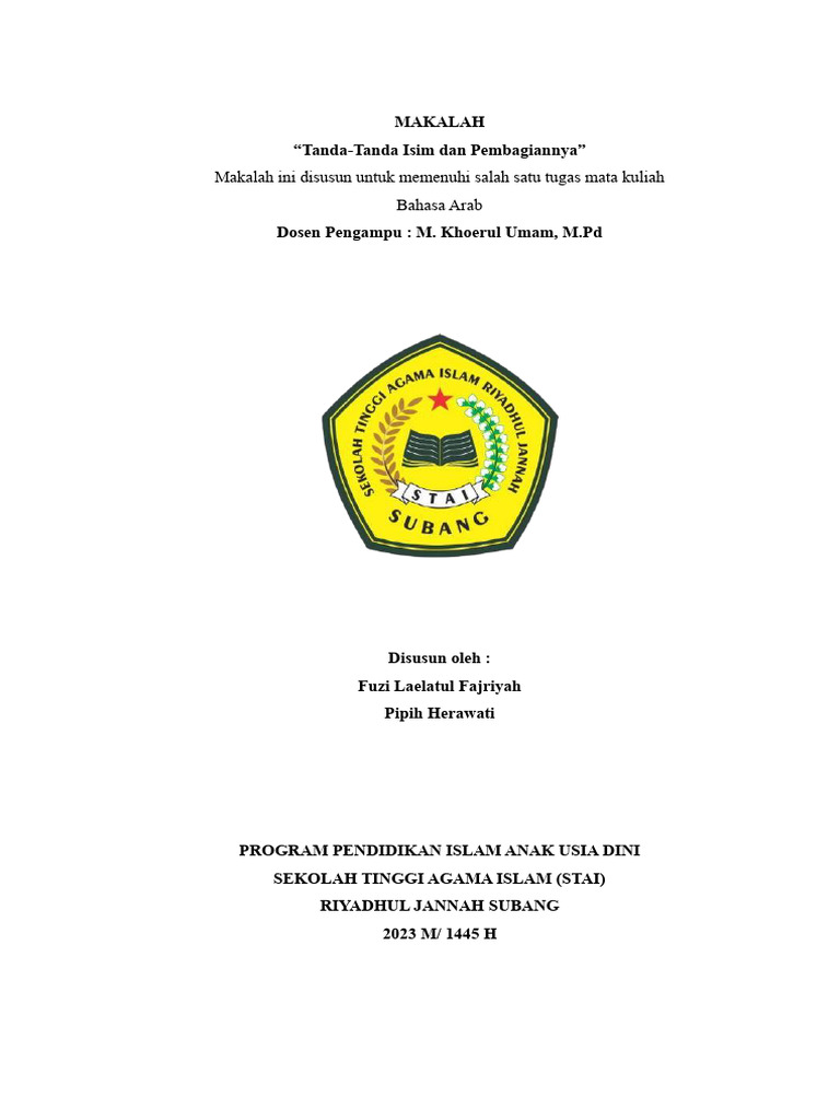Tanda-Tanda Isim dalam Bahasa Arab | PDF