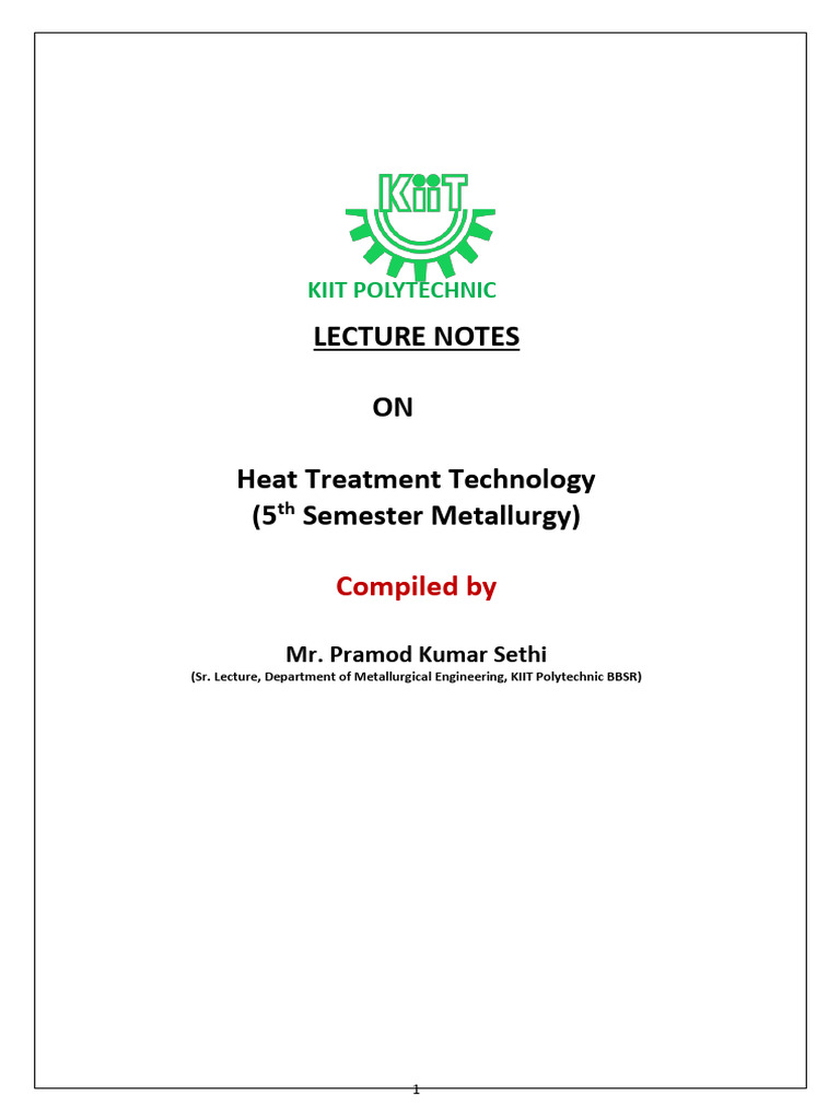 SM 5th-Sem Meta Heat-Treatment-Technology | PDF | Steel | Heat Treating