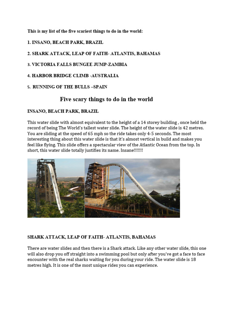 This Is My List of The Five Scariest Things To Do in The World | PDF ...