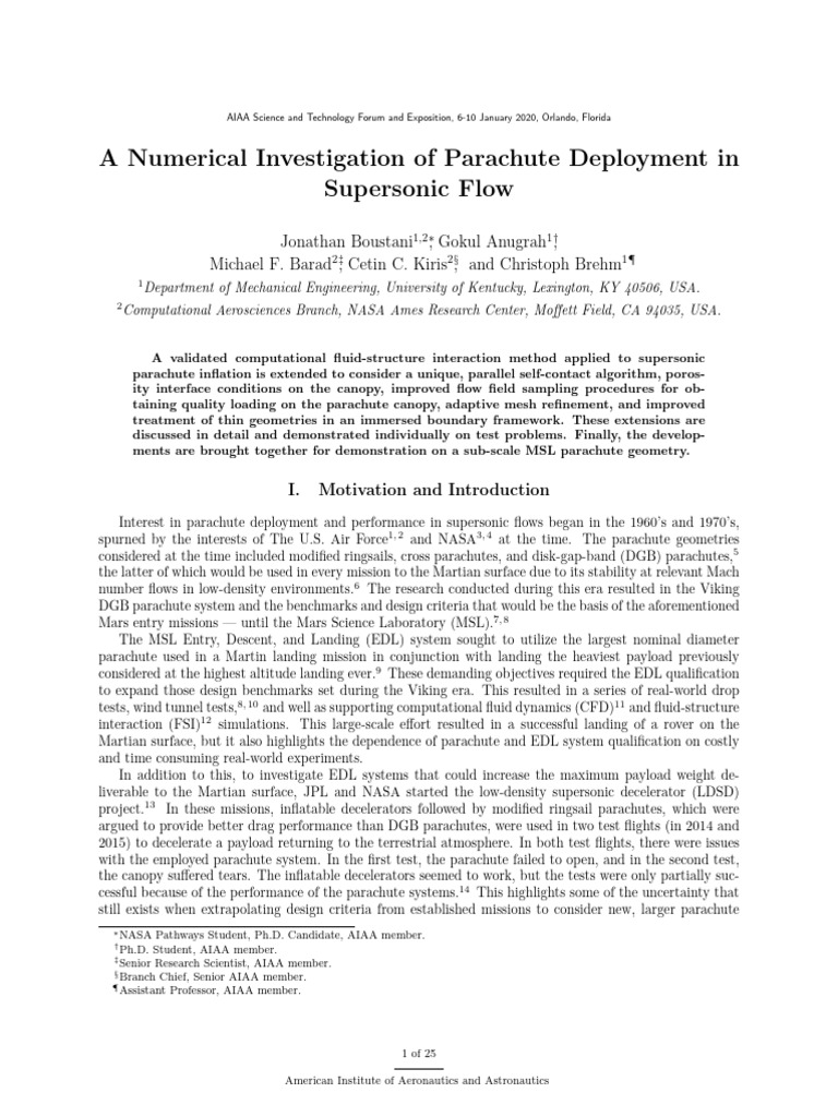 A Numerical Investigation of Parachute Deployment in | PDF | Navier ...
