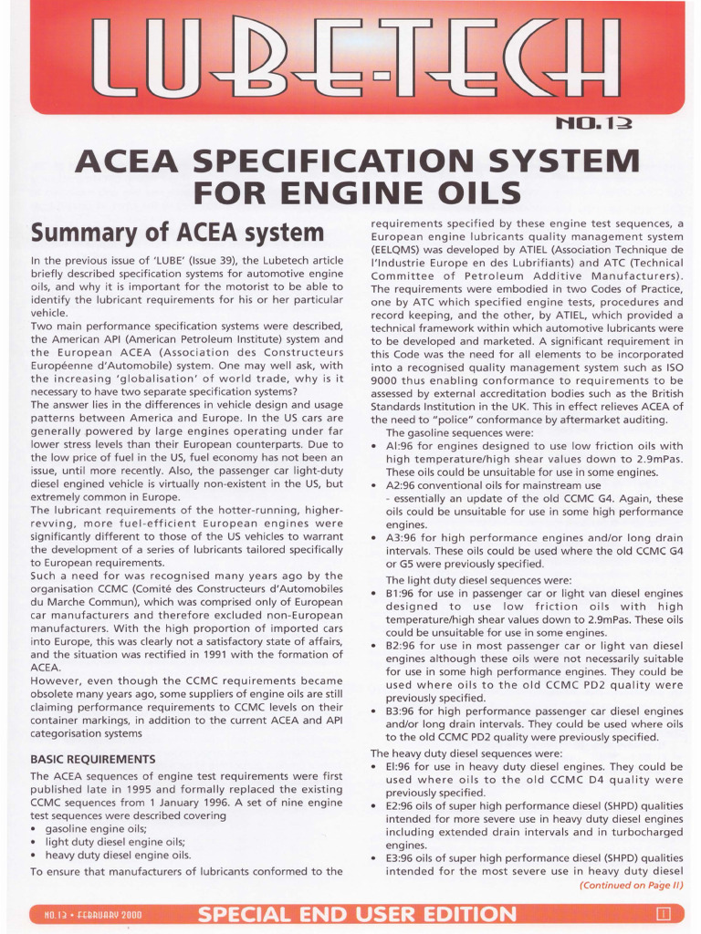 Oil Spec Acea | PDF | Alkane | Wax