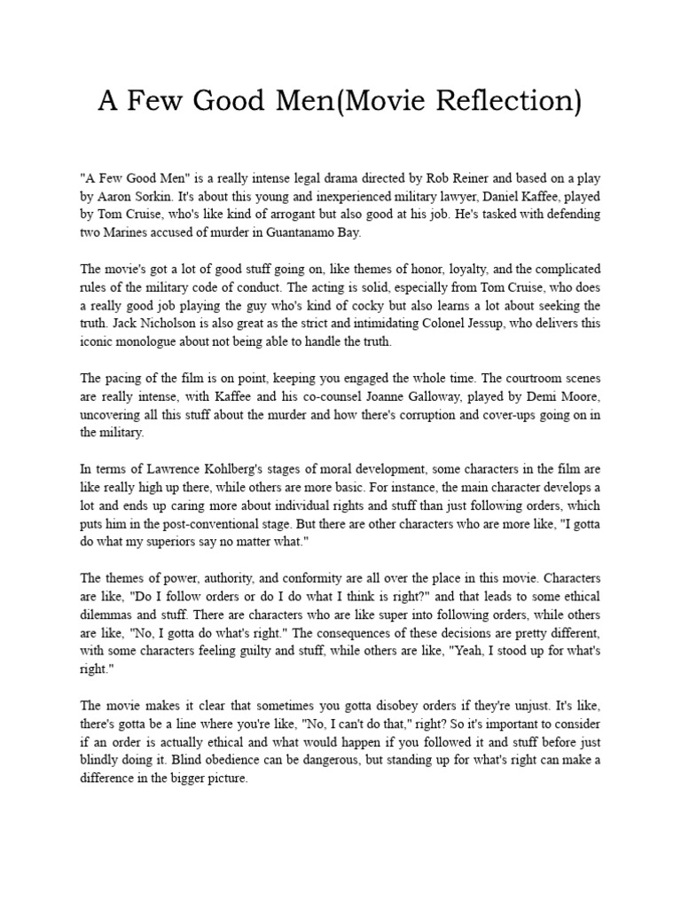 A Few Good Men (Movie Reflection) | PDF | Social Science | Law