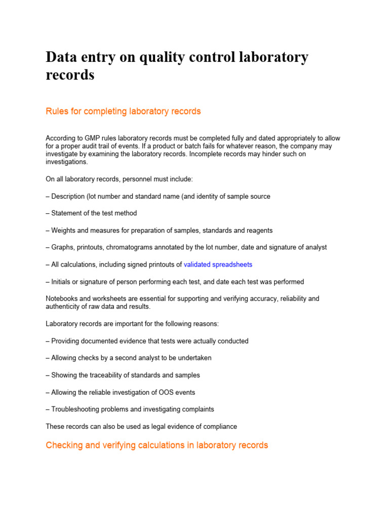 Data Entry On Quality Control Laboratory Records | PDF | Significant Figures | Rounding