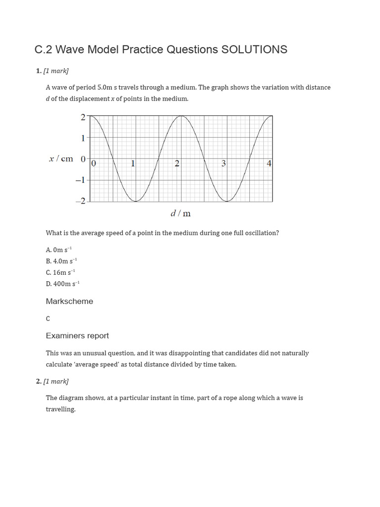 Wave Model Practice Solutions | PDF | Waves | Electromagnetic Spectrum