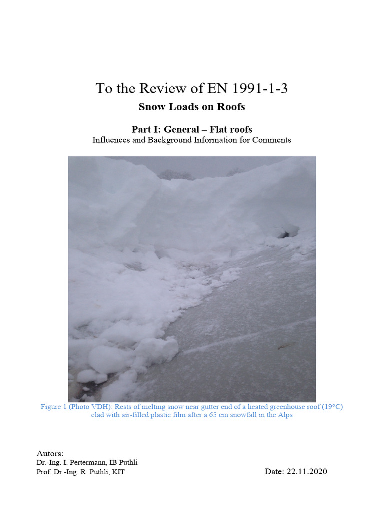 Review of en 1991-1-3 Part I - General - Flat Roofs | PDF | Snow | Heat Transfer