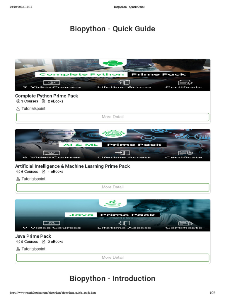 Biopython - Quick Guide | PDF | Sequence Alignment | Biostatistics