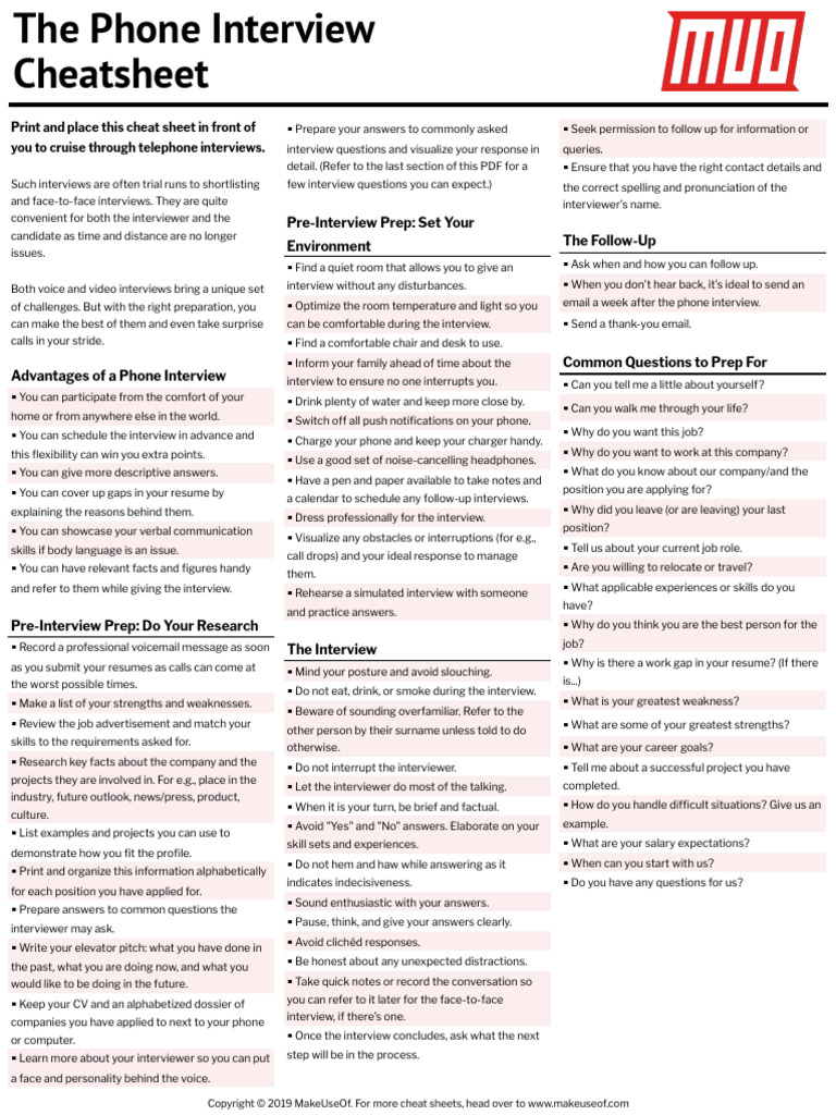 Phone Interview Essentials | PDF | Job Interview | Résumé