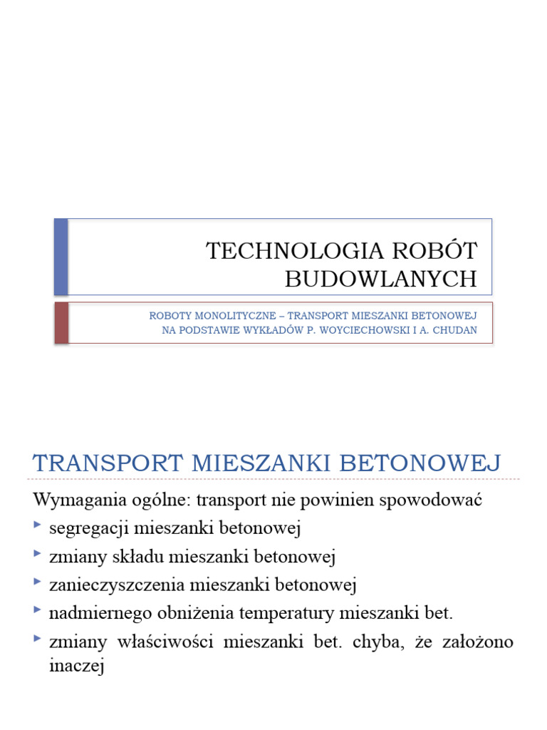 Technologia Robót Budowlanych | PDF