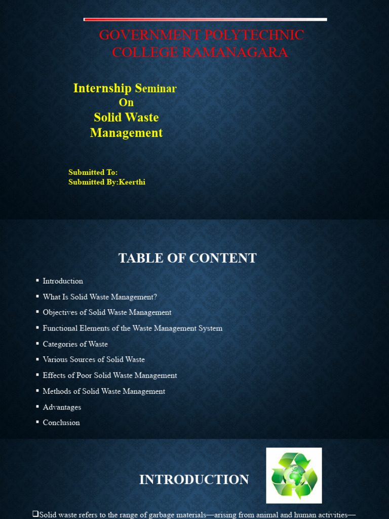 Solid Waste Management Seminar | PDF | Waste | Municipal Solid Waste