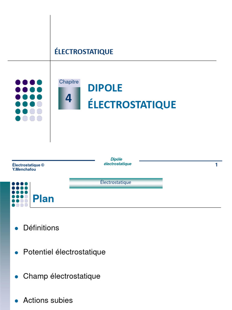 Electrostatique-Dipole Electrostatique-Chp.4 - Vers Final | PDF | Champ électrique | Physique