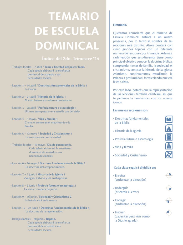 Temario Escuela Dominical 2do Trimestre 2024 | PDF | Martin Luther | Luteranismo