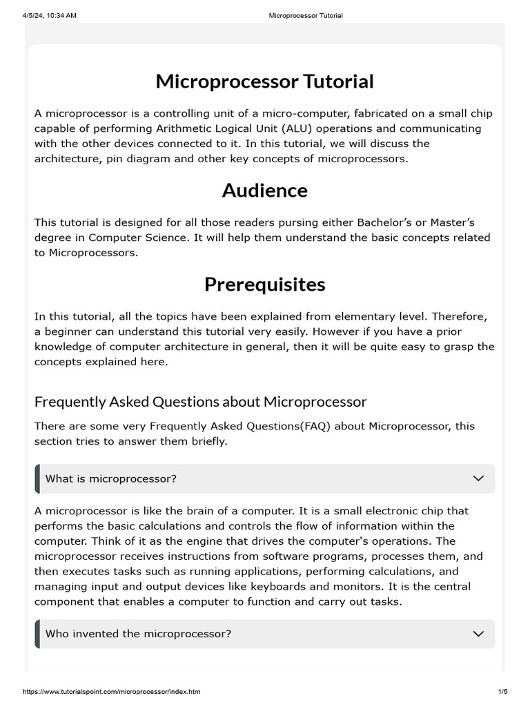Microprocessor | Download Free PDF | Central Processing Unit | Microprocessor
