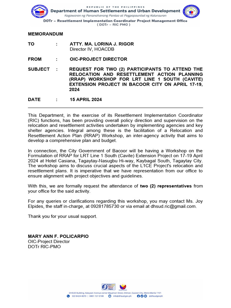 RRAP Workshop Participation Request | PDF