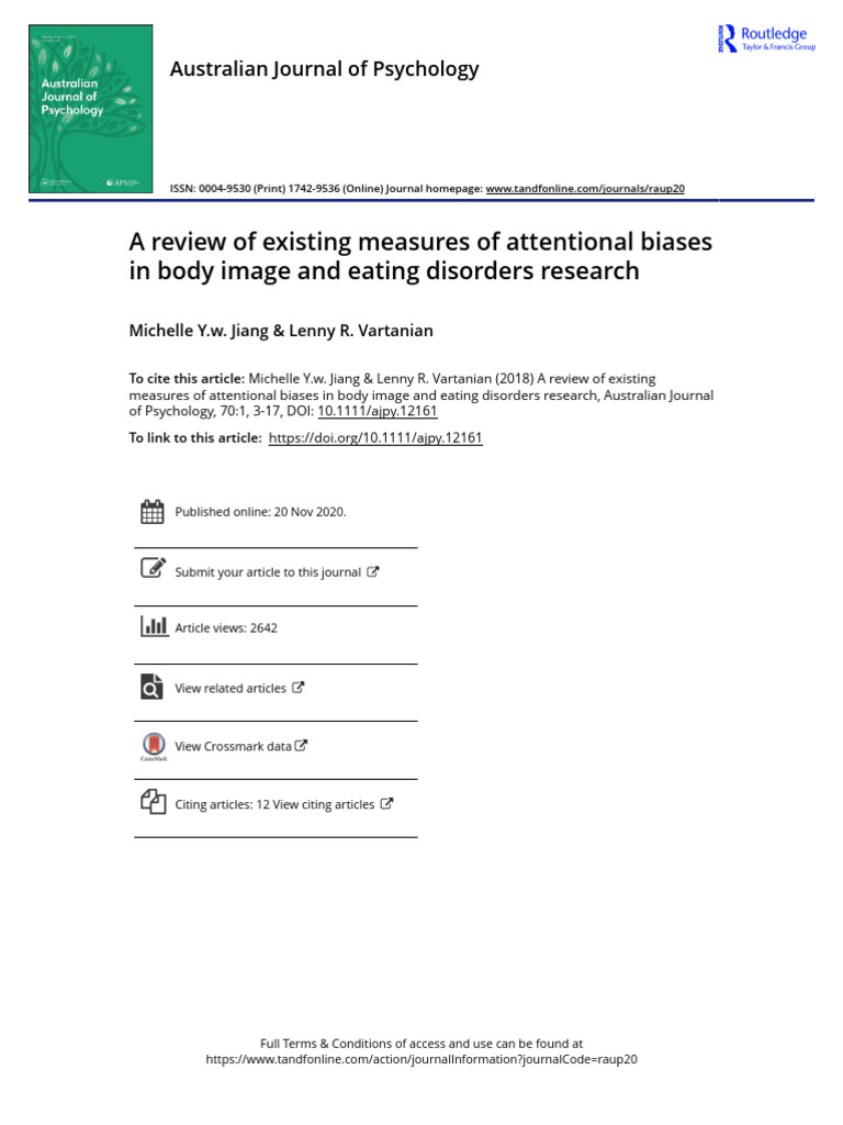 A Review Of Existing Measures Of Attentional Biases In Body Image And Eating Disorders Research