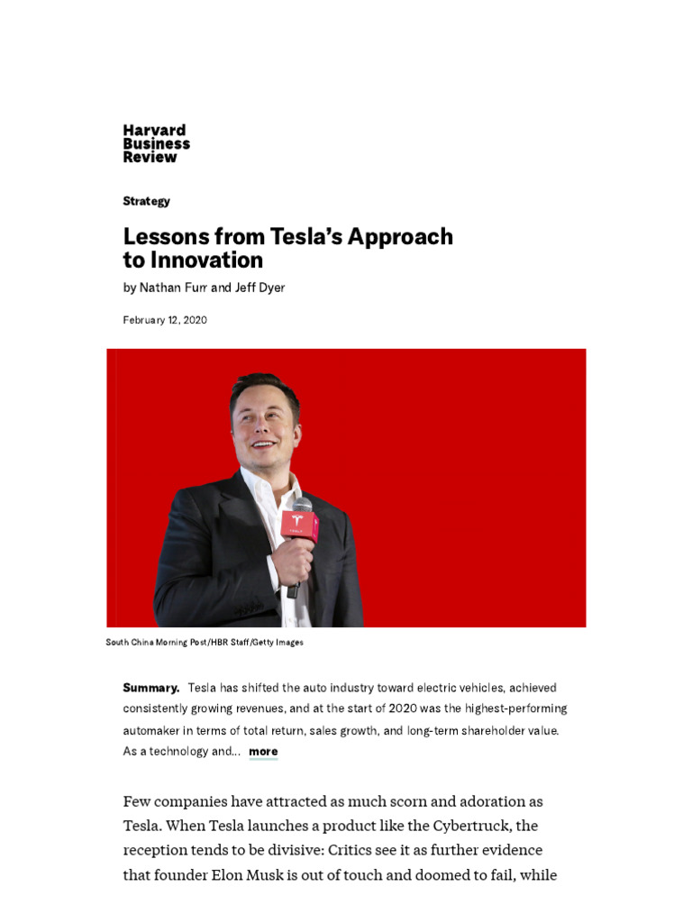 Lessons From Tesla's Approach To Innovation | PDF | Elon Musk | Innovation