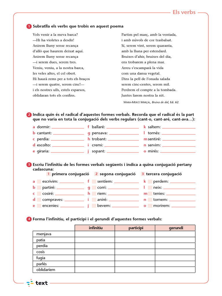 Exercicis - Els Verbs | PDF