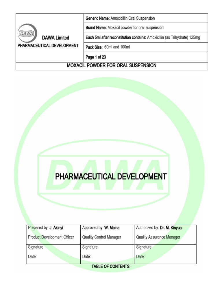 MOXACIL 125mg DPS | PDF | Pharmaceutical Formulation | Solubility