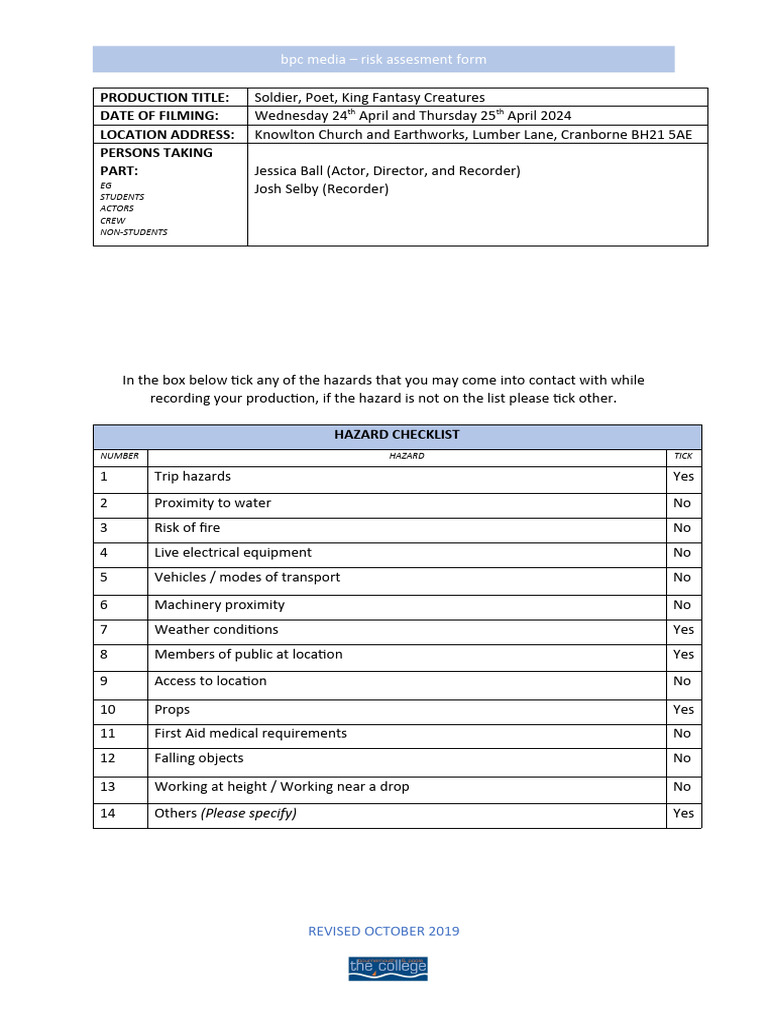 2nd Risk Assisment | PDF | Safety 2nd Risk Assisment | PDF | Safety