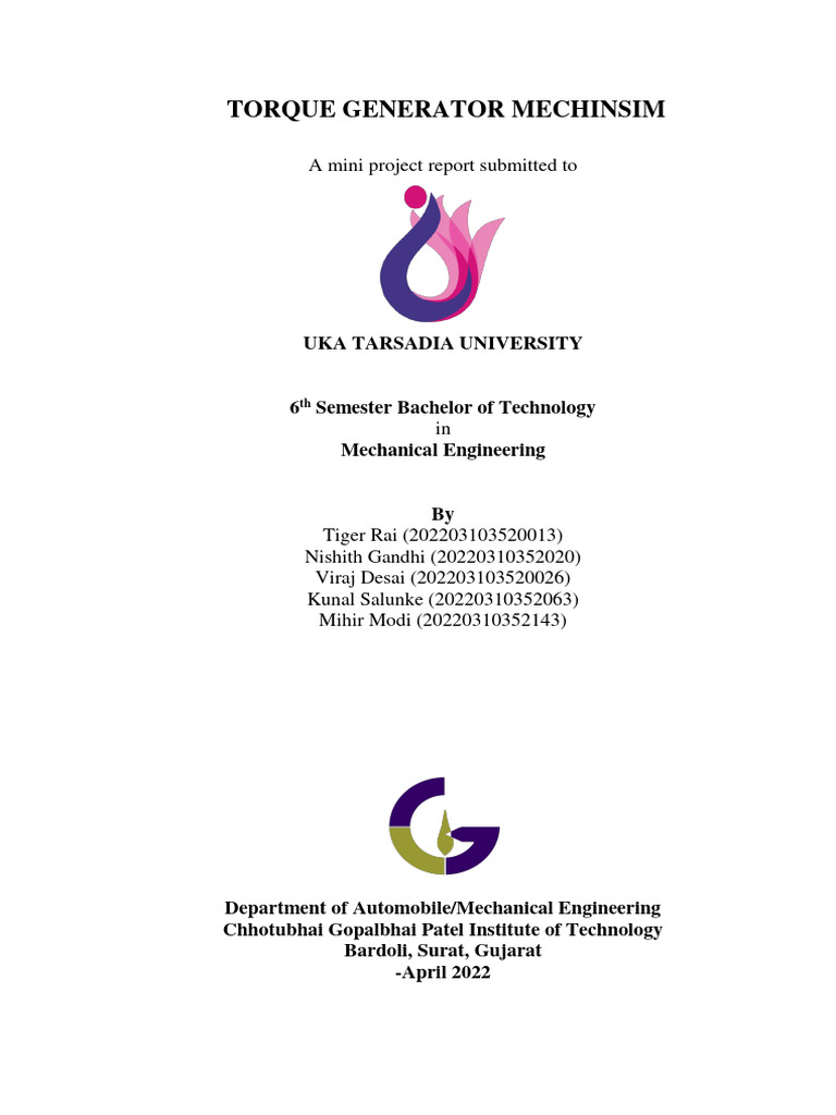 Viraj Desai - B.tech. Mini Project Report Mechanical (FINAL) | PDF | Gear | Sustainability