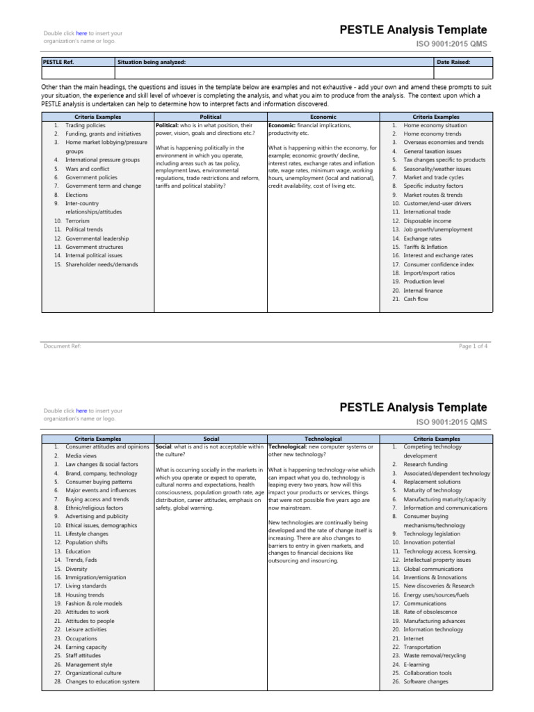 F0400-04 PESTLE Analysis Template | PDF | Cost Of Living | Taxes