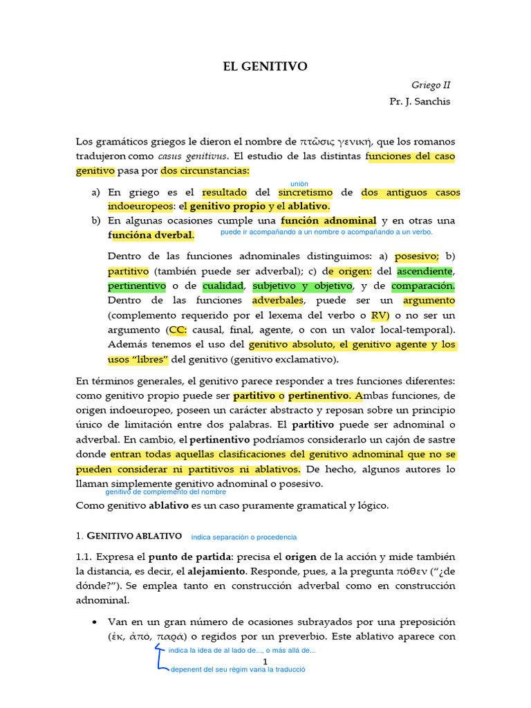 El Genitivo | PDF | Adjetivo | Verbo