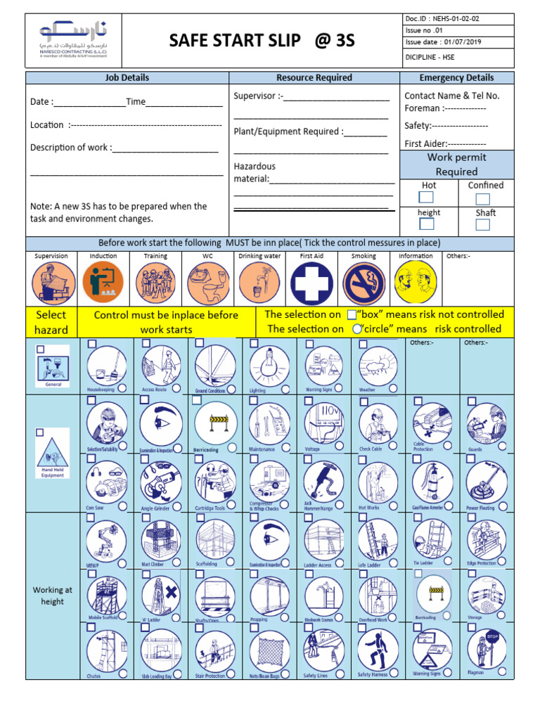 07 Prestart Briefing Form | PDF | Safety | Occupational Safety And Health