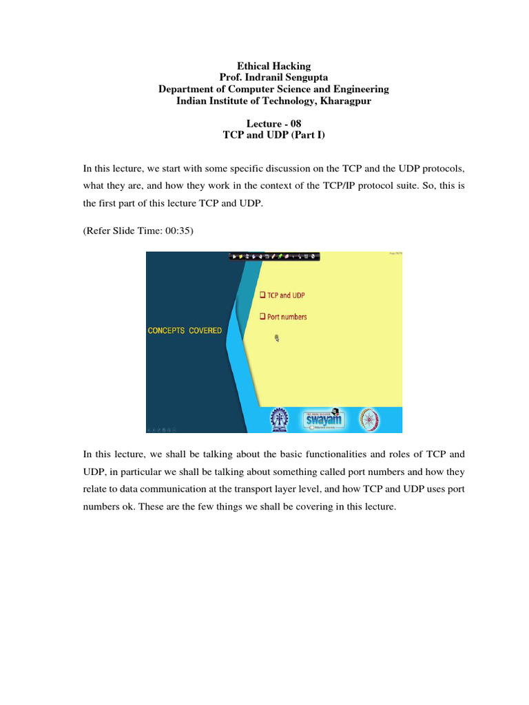 Lec 8 | PDF | Port (Computer Networking) | Internet Protocol Suite
