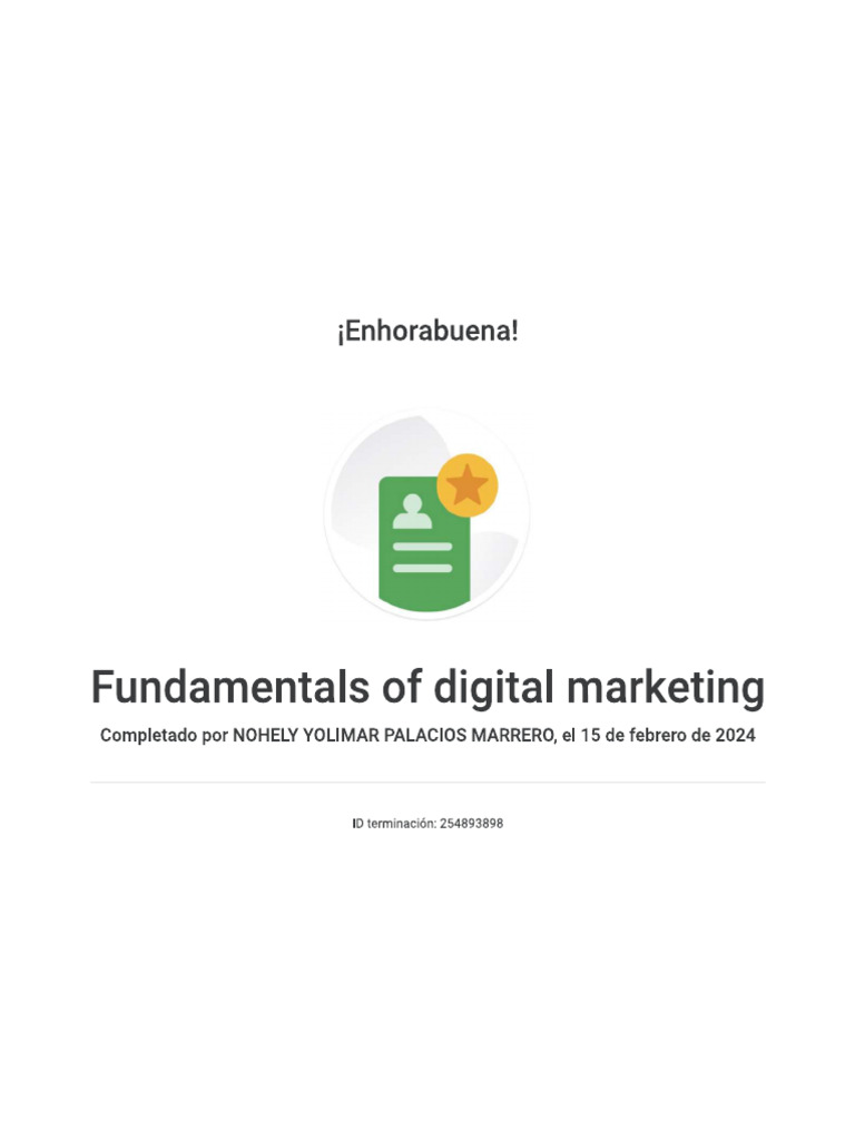Certificado Online de Marketing Digital Aprobado El 15 de Febrero 2024 ...