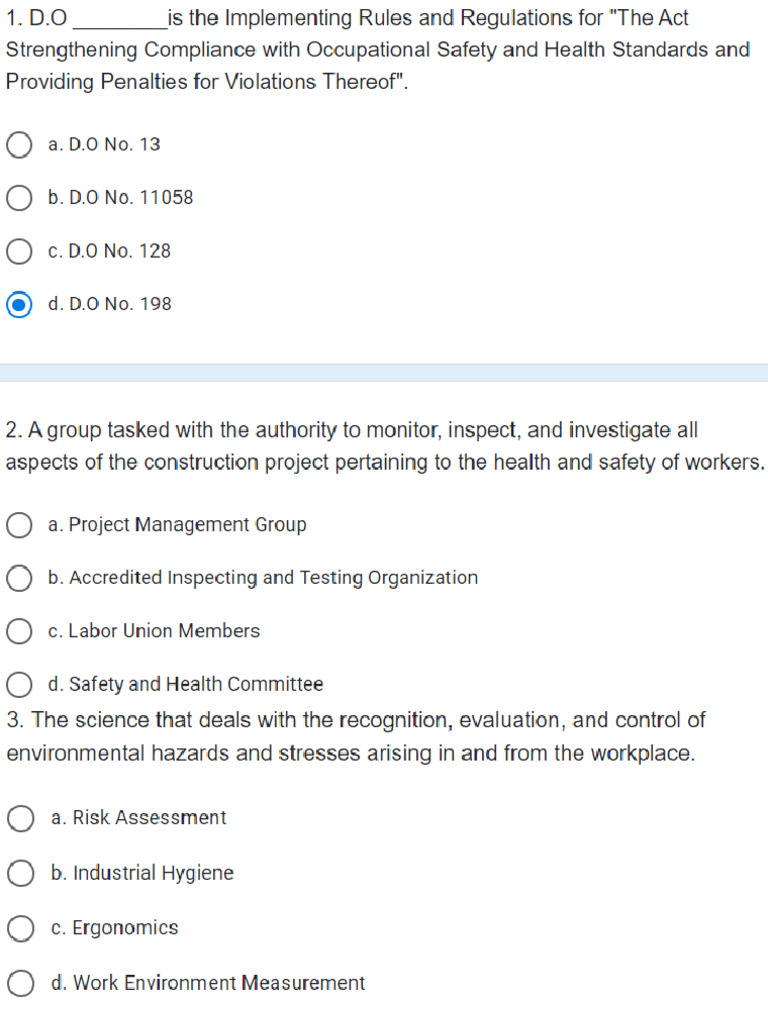 Cosh Training Pre-Test | PDF
