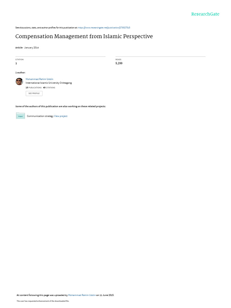 Compensation Management From Islamic Perspective | PDF | Cost Of Living ...