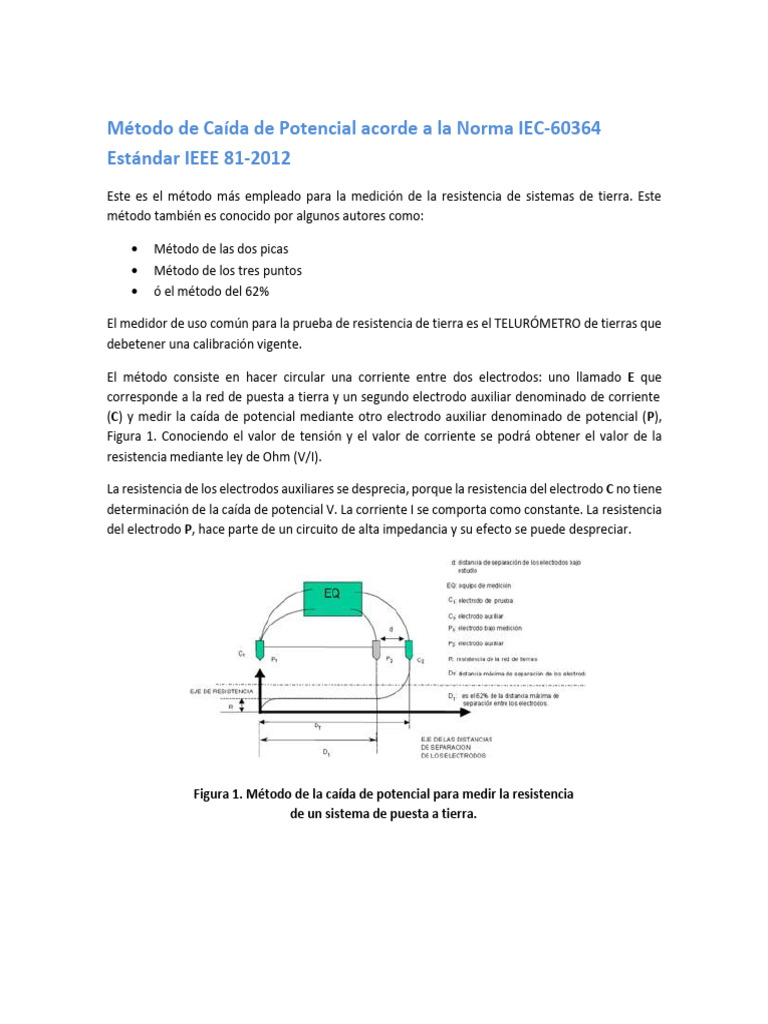 Metodo de Caida de Potencial Norma IEC 60364 STD IEEE 81-2012 | PDF ...