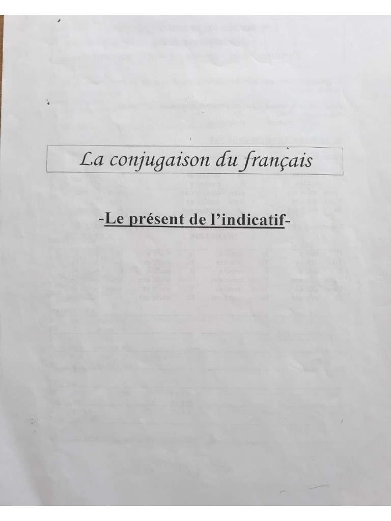 La Conjugaison Du Français - Le Présent de L'indicatif | PDF