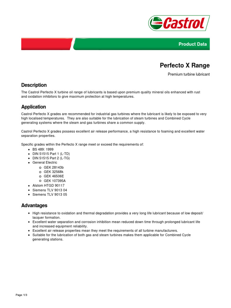 Castrol Perfecto X | PDF | Lubricant | Motor Oil