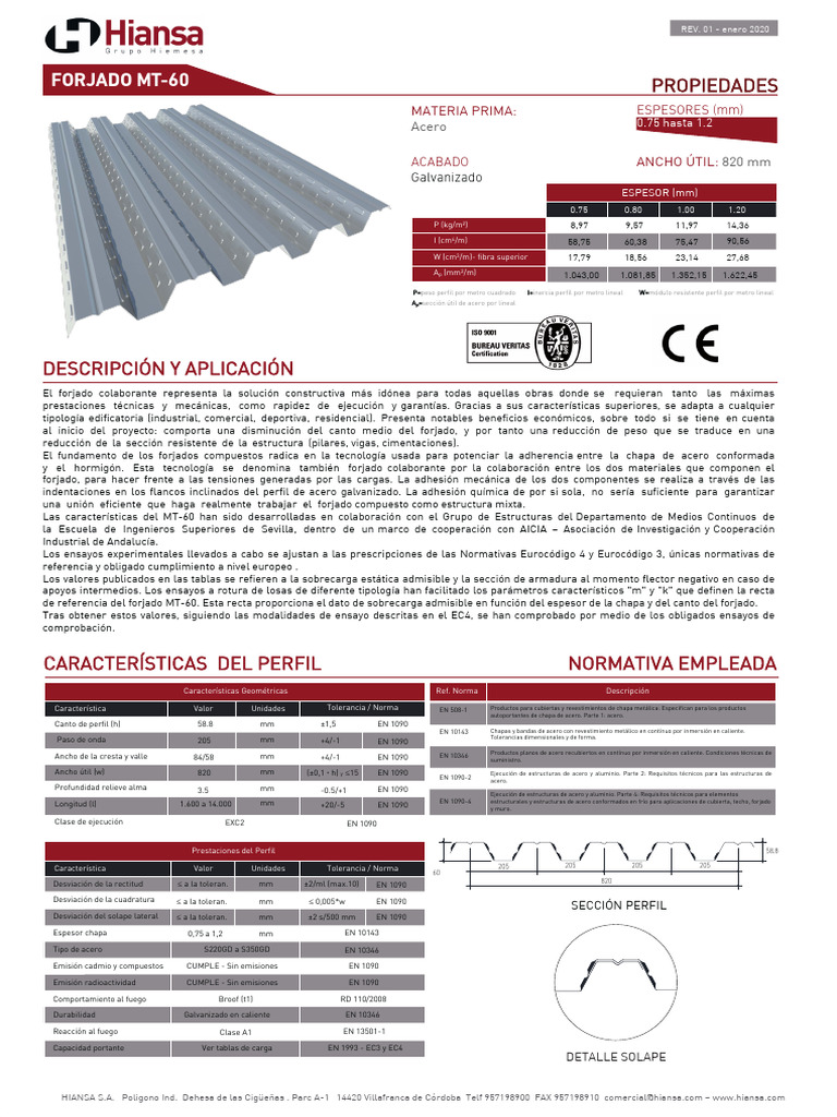 Hiansa MT 60 Forjado Ficha Producto | PDF