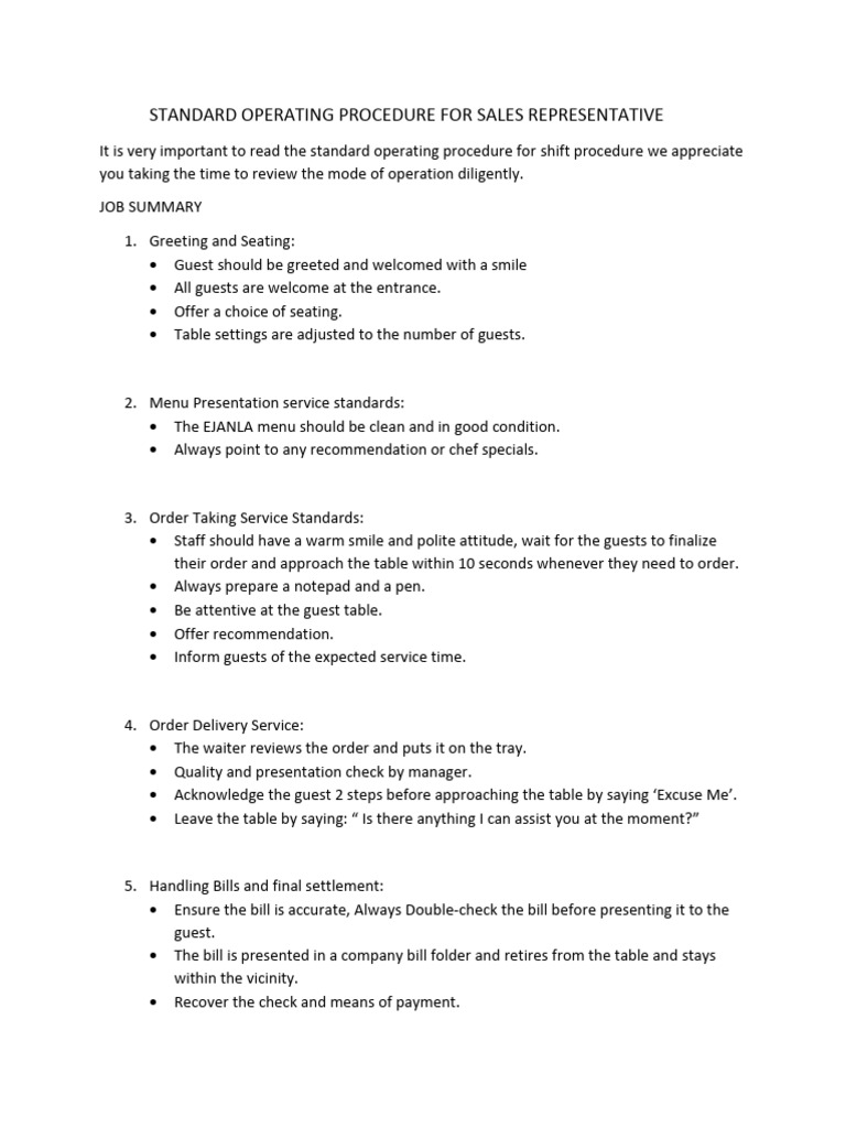 Sales Representative SOP Guide | PDF | Career & Growth | Business