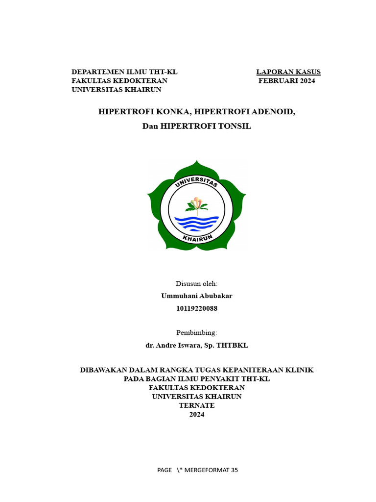 Hipertrofi Tonsil dan Konka pada THT | PDF