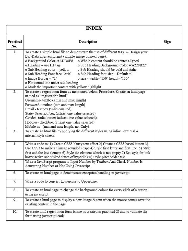 Web Technology Practicals Pdf Html Hyperlink 
