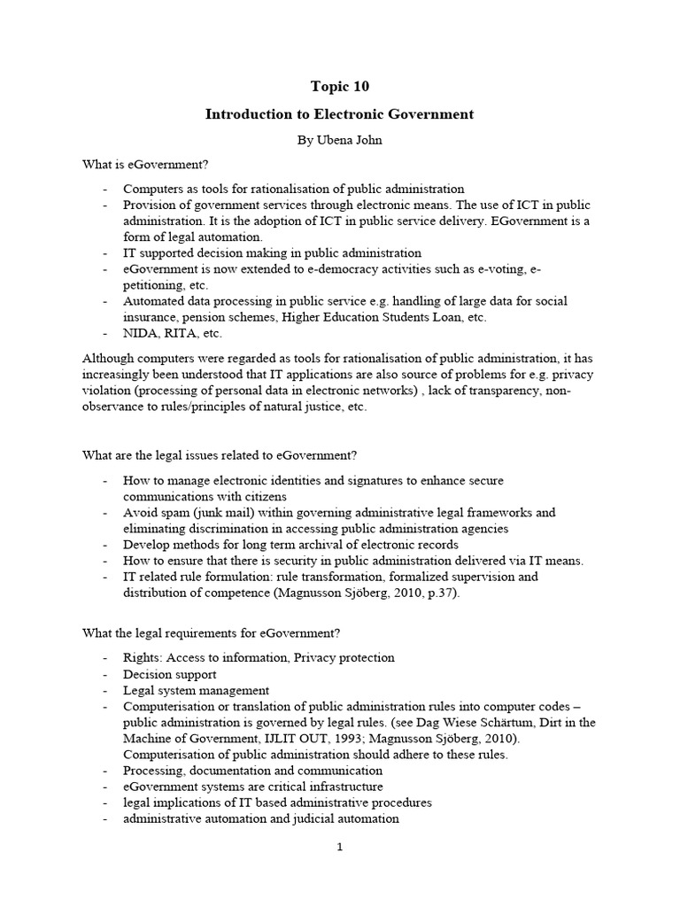 Introduction To Electronic Government | PDF | E Government | Computing